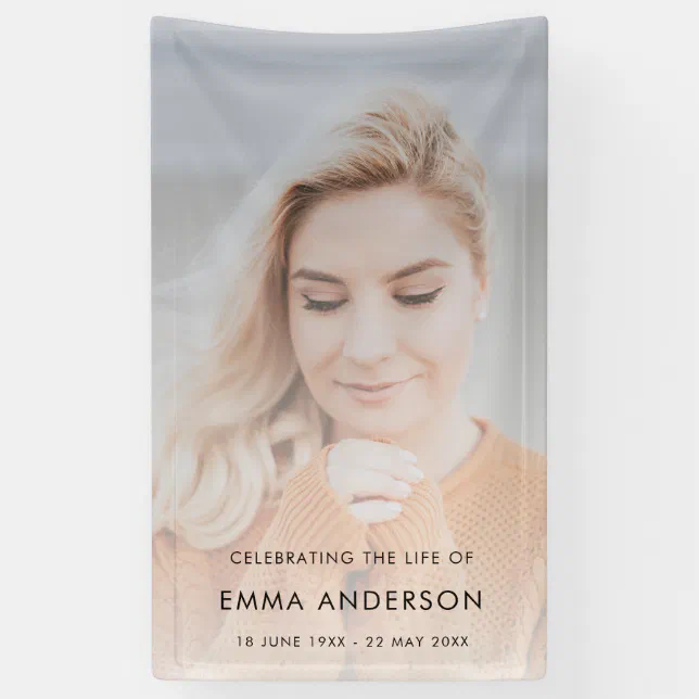 Modern Funeral | Celebration of Life Large Photo Banner | Zazzle