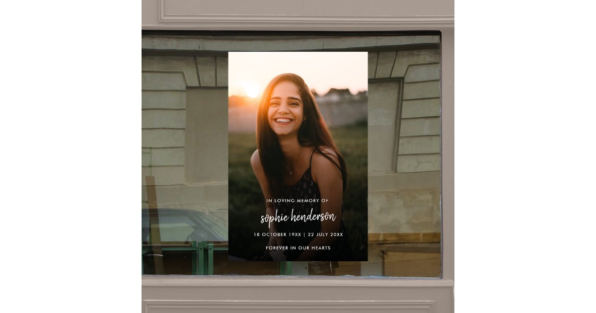 Modern Funeral Celebration of Life Memorial Window Cling | Zazzle