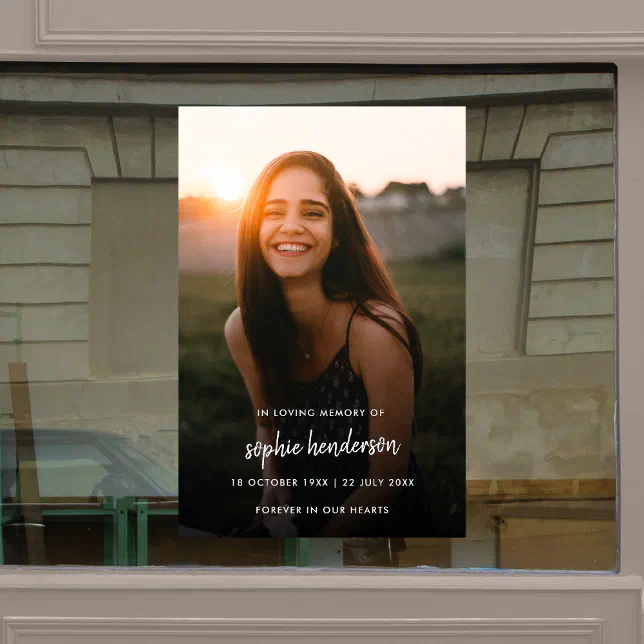 Modern Funeral Celebration of Life Memorial Window Cling | Zazzle