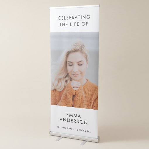Modern Funeral | Celebration of Life Minimalist Retractable Banner | Zazzle