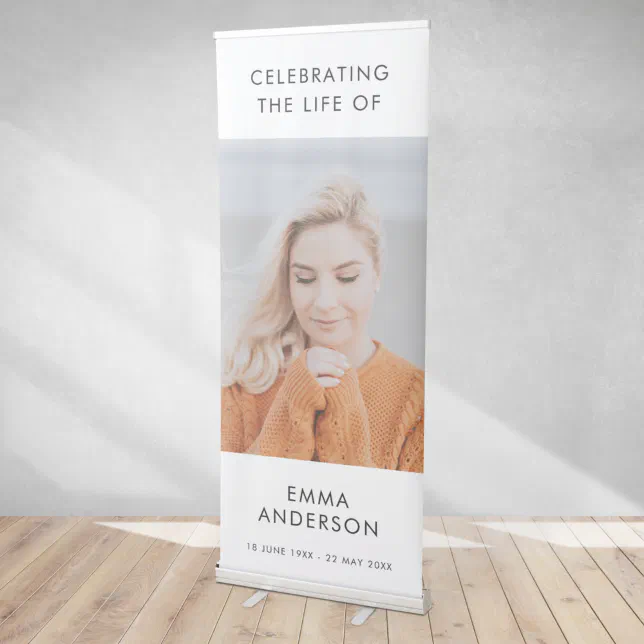Modern Funeral | Celebration of Life Minimalist Retractable Banner | Zazzle