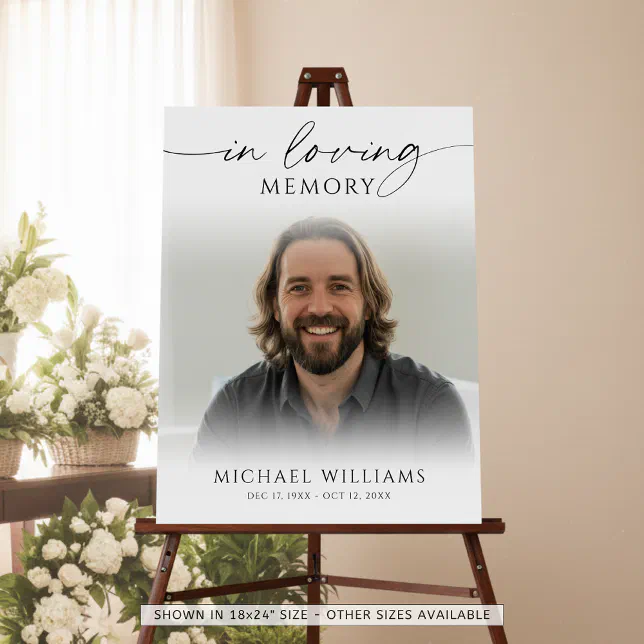 Modern Funeral IN LOVING MEMORY Photo Welcome Sign | Zazzle
