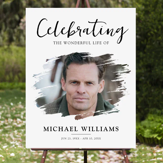 Modern Funeral Memorial Photo Foam Board | Zazzle
