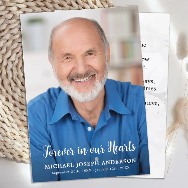 Modern Funeral Memorial Photo Sympathy Prayer Card | Zazzle