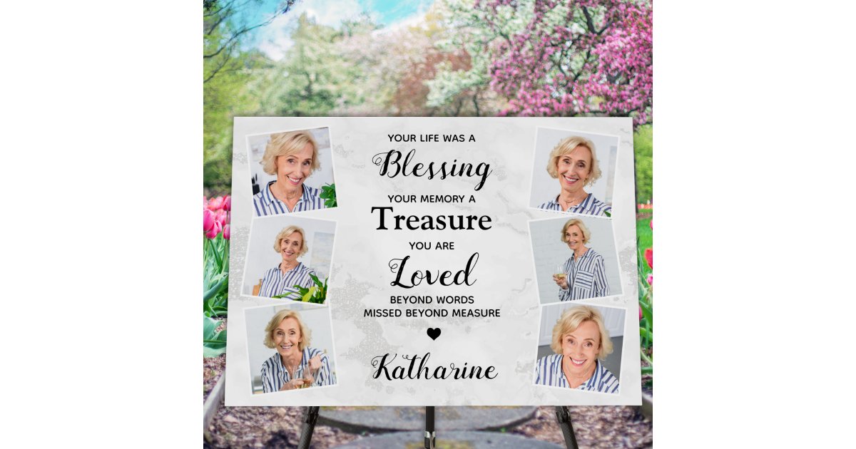 Modern Funeral Memorial Remembrance Photo Collage Foam Board | Zazzle