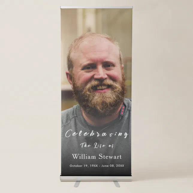 Modern Funeral photo | Celebration of Life Retractable Banner | Zazzle