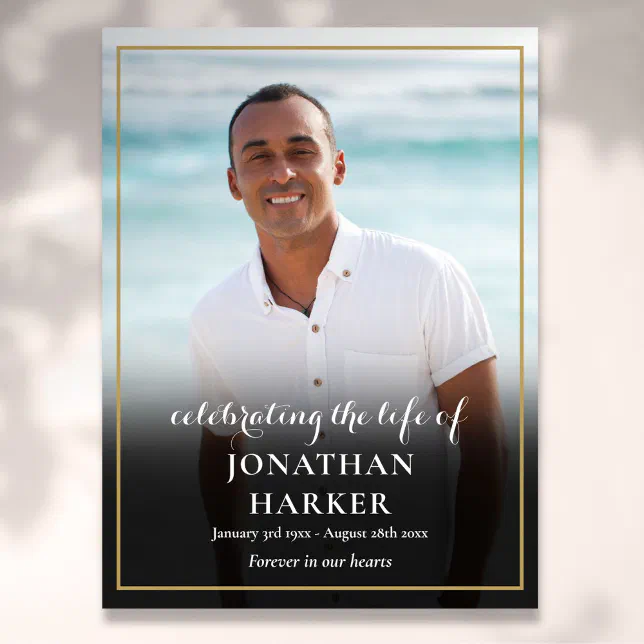 Modern Funeral Photo Celebration of Life Sign | Zazzle