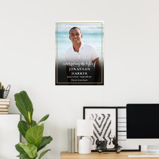 Modern Funeral Photo Celebration of Life Sign | Zazzle