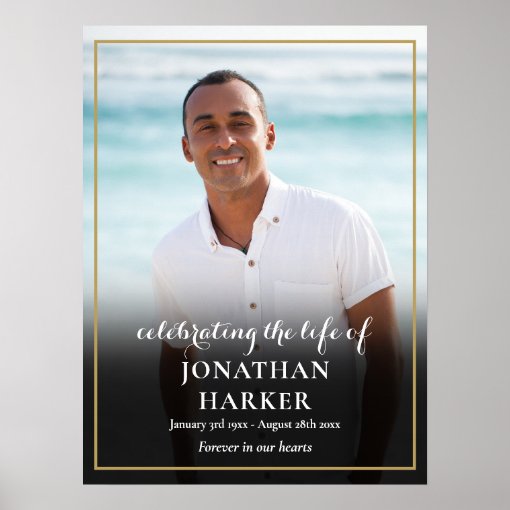 Modern Funeral Photo Celebration of Life Sign | Zazzle