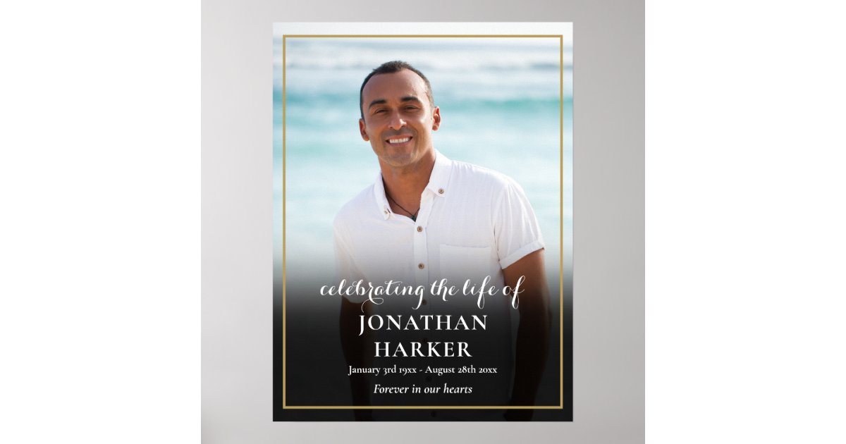 Modern Funeral Photo Celebration of Life Sign | Zazzle