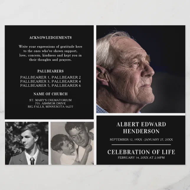 Modern Funeral Service Program Celebration of Life Flyer | Zazzle