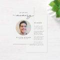 Modern Funeral Sympathy Photo Memorial Prayer Card | Zazzle