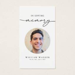 Modern Funeral Sympathy Photo Memorial Prayer Card | Zazzle