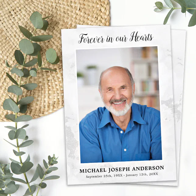 Modern Funeral Sympathy Photo Memorial Prayer Card | Zazzle