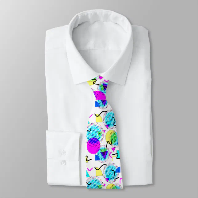 Modern Funky 80s Memphis Geometric Pattern Neck Tie | Zazzle