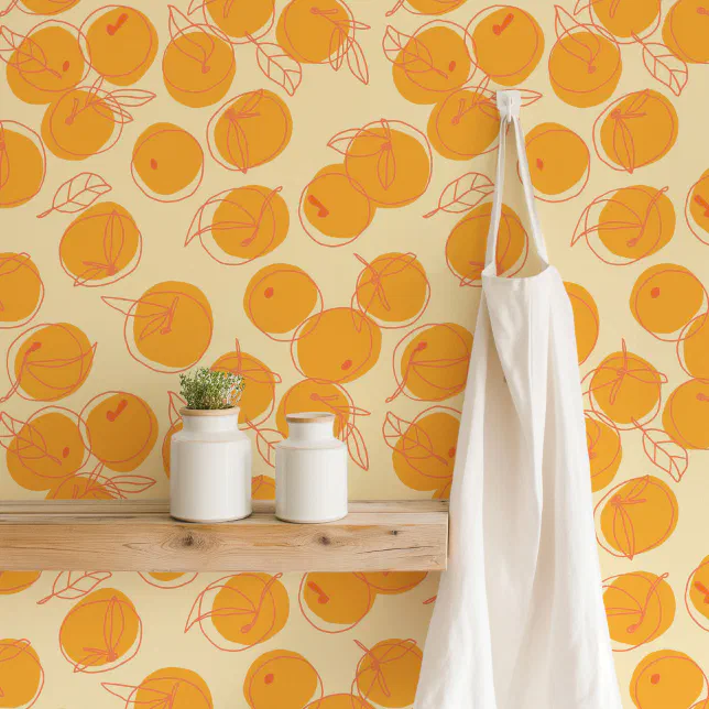 Modern Funky Oranges Pattern Wallpaper | Zazzle