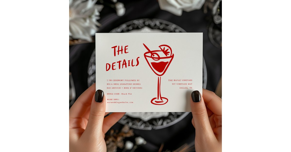 Modern Funky Retro QR Code Wedding Detail Enclosure Card | Zazzle