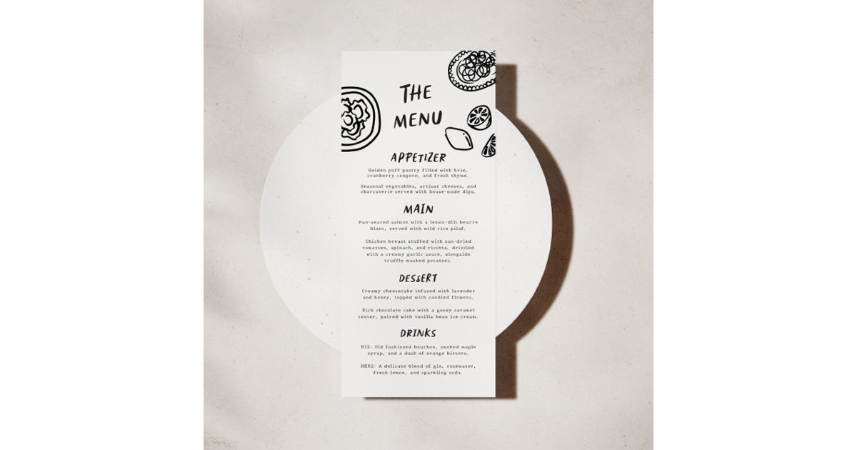 Modern Funky Retro Wedding Menu | Zazzle