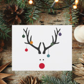 Modern funny abstract Christmas reindeer on white Holiday Postcard | Zazzle