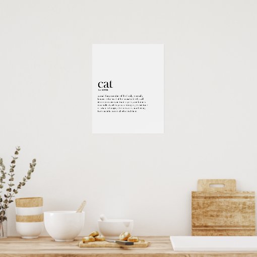 Modern funny Cat definition typography Poster | Zazzle