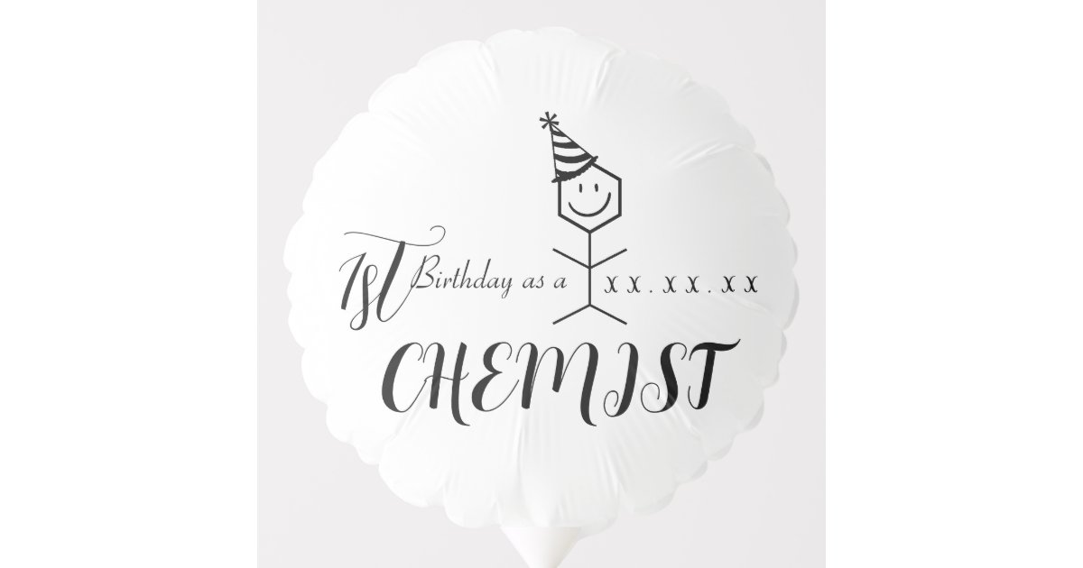 Modern Funny Chemist Pharmacist Birthday Chemistry Balloon | Zazzle