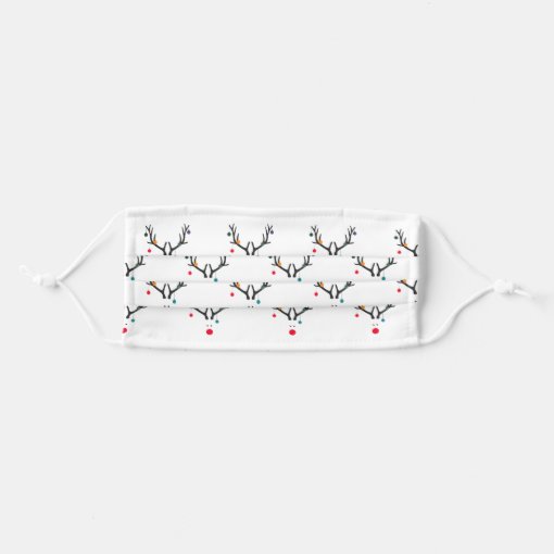 Modern funny Christmas reindeer white minimalist Adult Cloth Face Mask ...