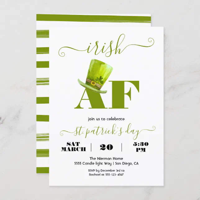 Modern Funny IRISH AF Birthday Party Invitation | Zazzle