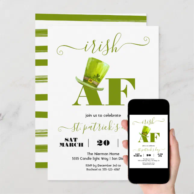 Modern Funny IRISH AF Birthday Party Invitation | Zazzle