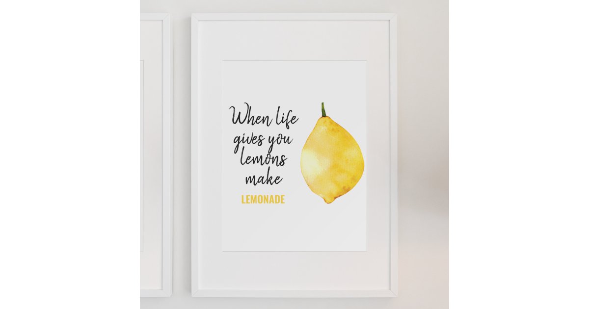 Modern Funny Lemon Yellow Quote Poster | Zazzle
