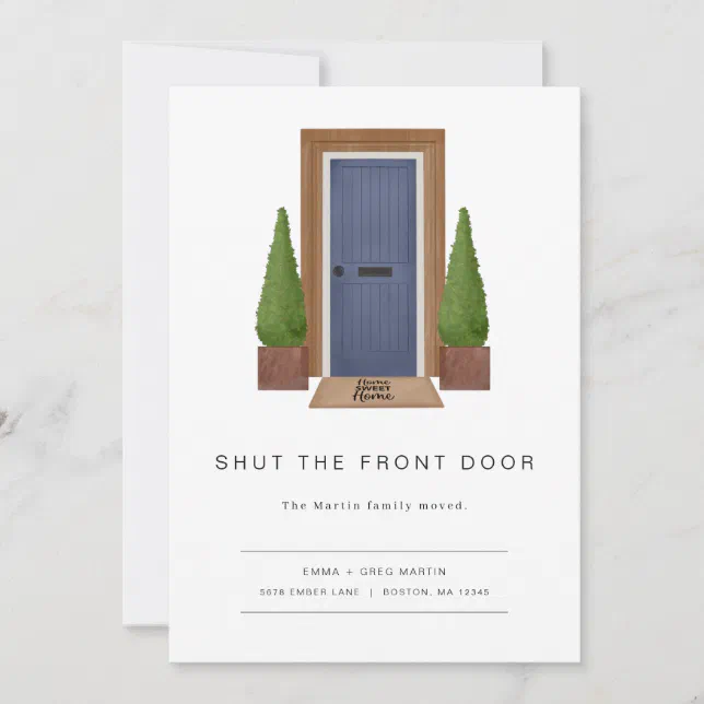 Modern Funny Moving Announcement with Front Door | Zazzle