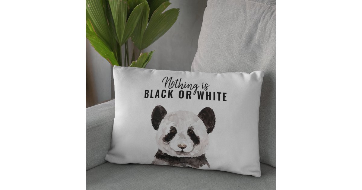 Modern Funny Panda Black And White With Quote Accent Pillow | Zazzle