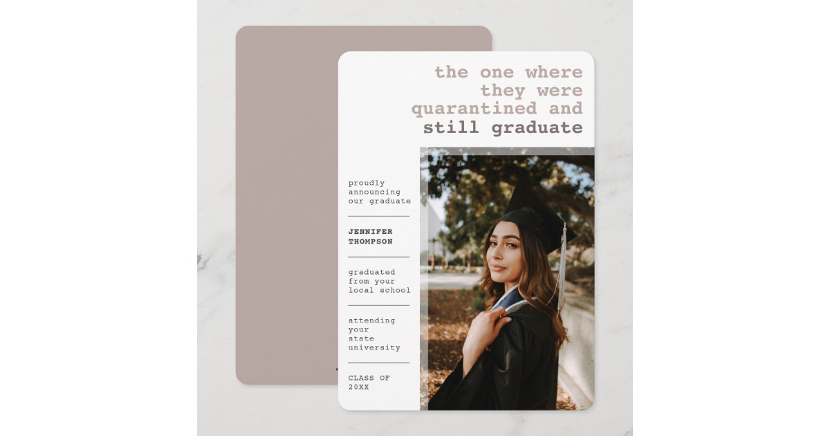 Modern Funny Quarantined Covid Photo Graduation Announcement | Zazzle