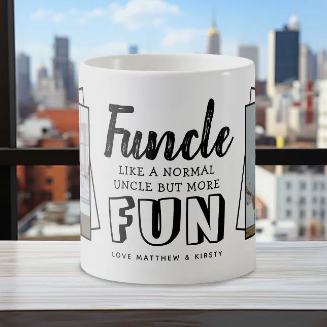 Modern Funny Quote 'Funcle' 2 x Photo | Uncle Coffee Mug | Zazzle