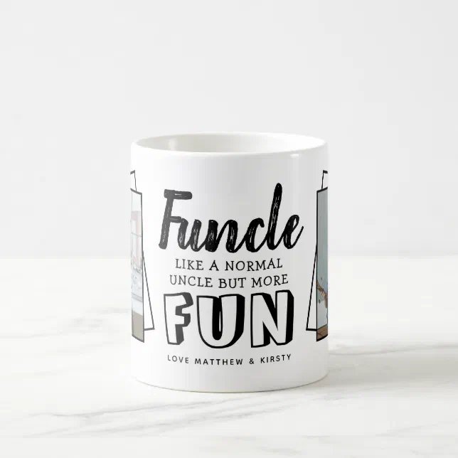 Modern Funny Quote 'Funcle' 2 x Photo | Uncle Coffee Mug | Zazzle