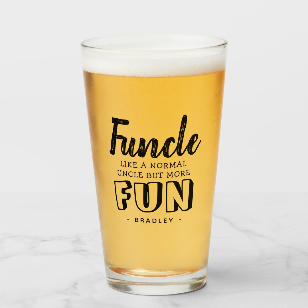 Modern Funny Quote 'Funcle' | Personalized Uncle Glass | Zazzle