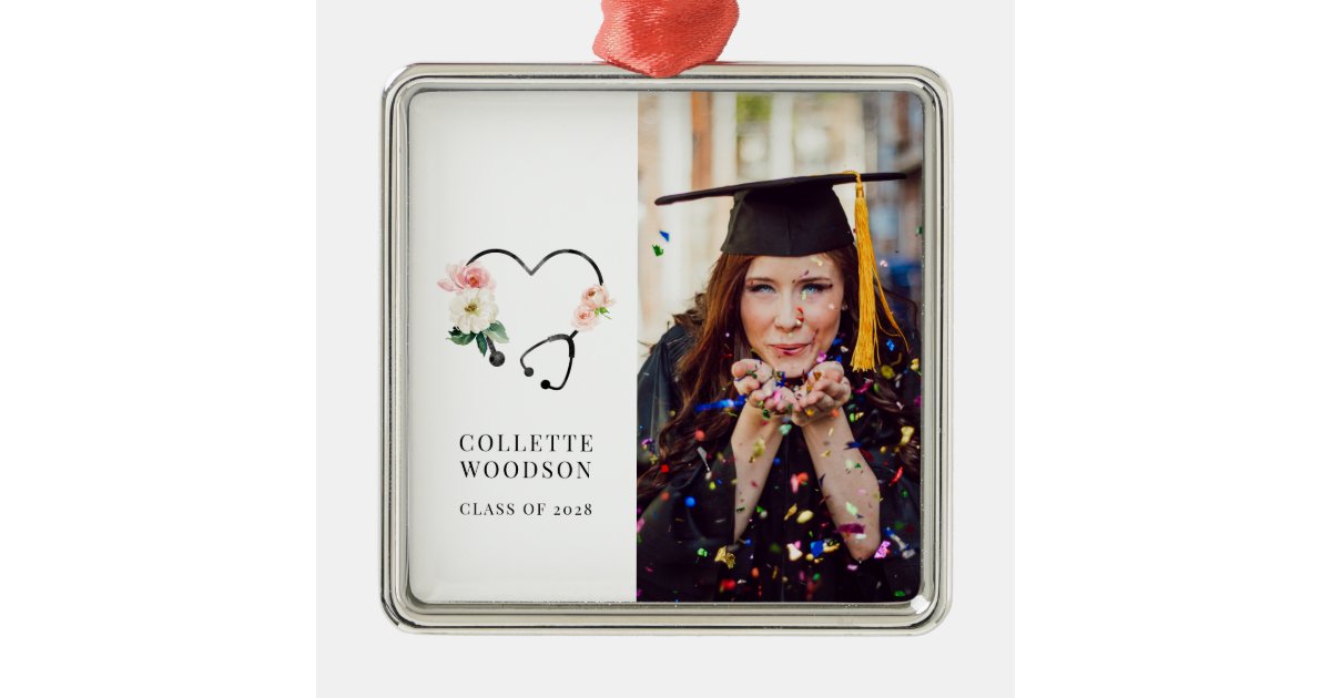 Modern Future Nurse Graduation Memento Photo Metal Ornament | Zazzle