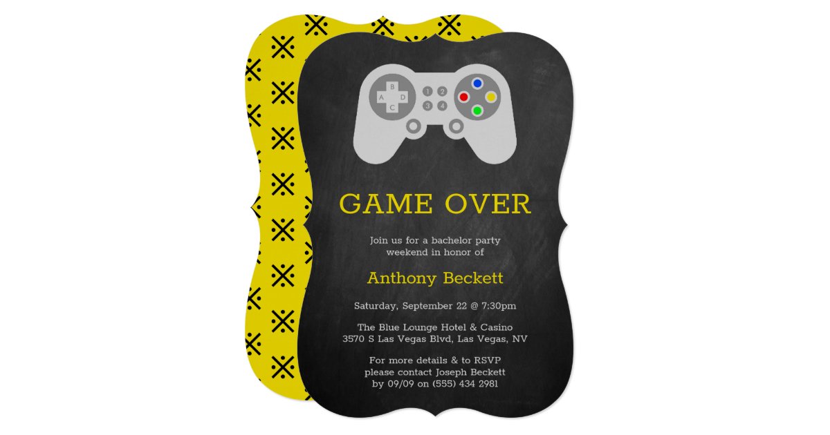Modern Game Over Bachelor Party Invitations | Zazzle.com