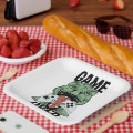 Modern Game Over T-Rex Dinosaur Video Gamers' Paper Plates | Zazzle