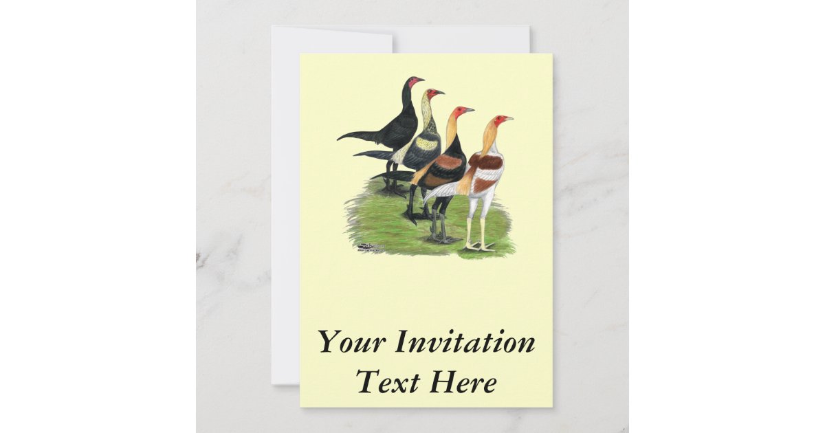 Modern Game Roosters Invitation | Zazzle