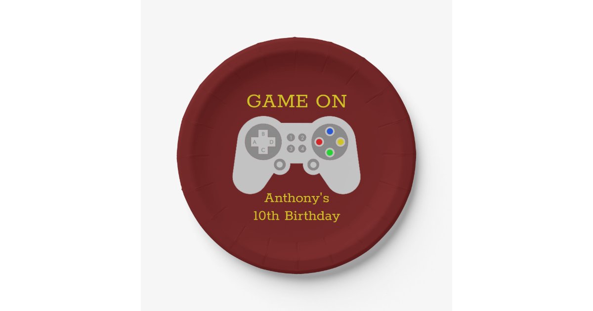 Modern Gamer Any Age Birthday Party Paper Plates | Zazzle