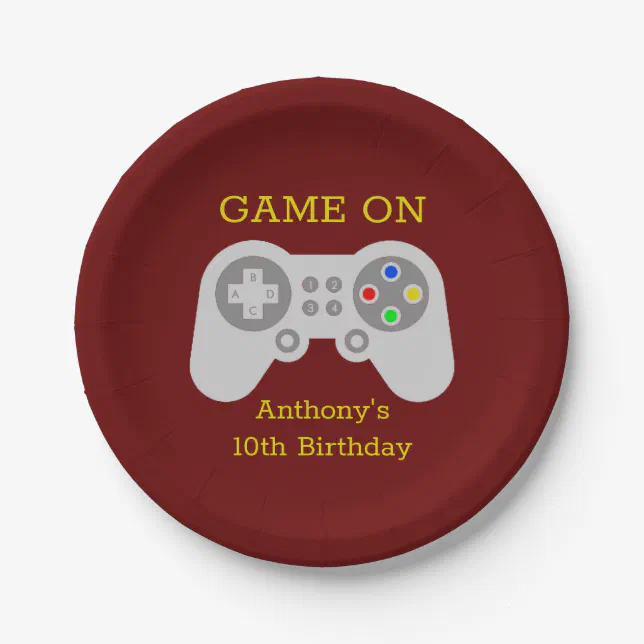 Modern Gamer Any Age Birthday Party Paper Plates | Zazzle