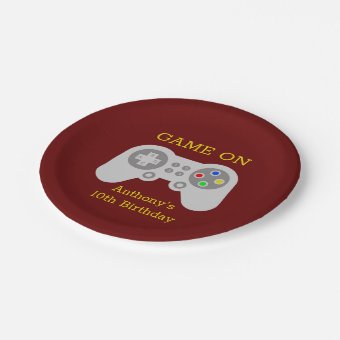 Modern Gamer Any Age Birthday Party Paper Plates | Zazzle