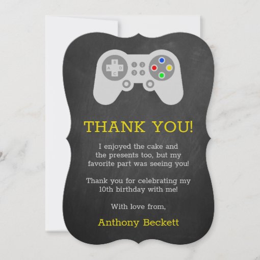 Modern Gamer Any Age Birthday Thank You Card | Zazzle