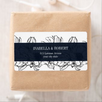 Modern Garden | Blue | Floral wedding Label | Zazzle