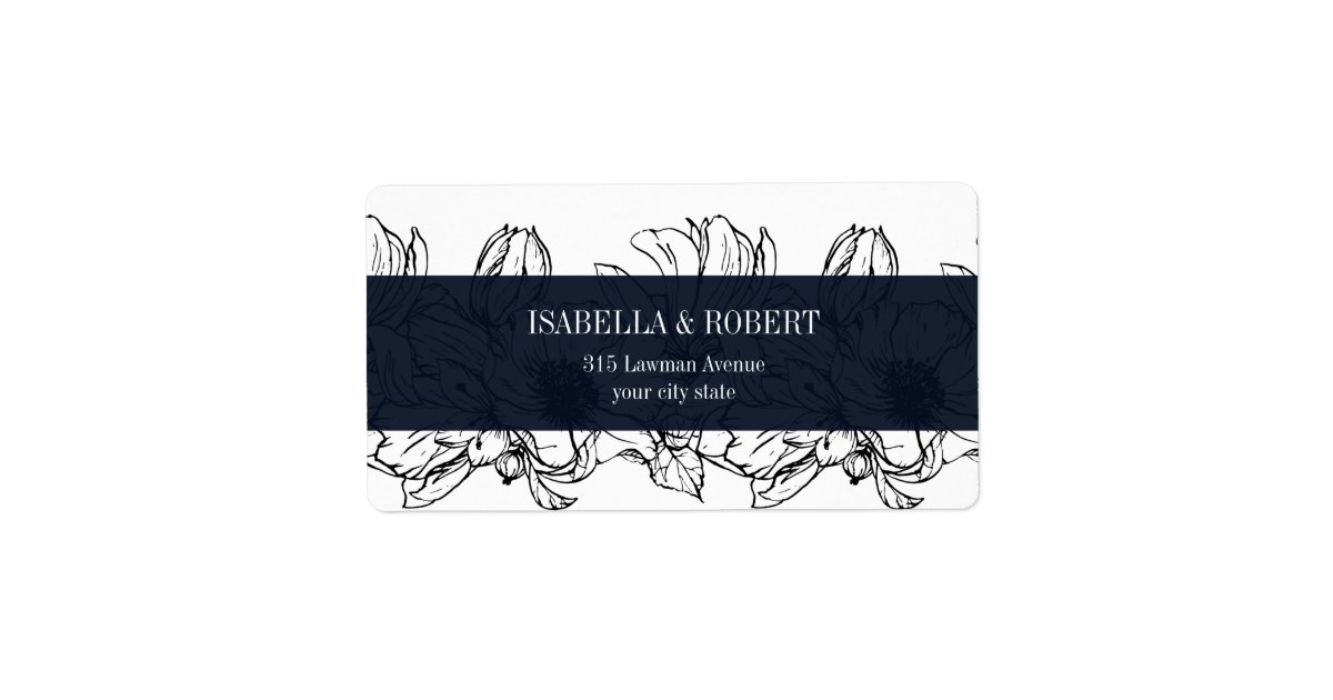 Modern Garden | Blue | Floral wedding Label | Zazzle