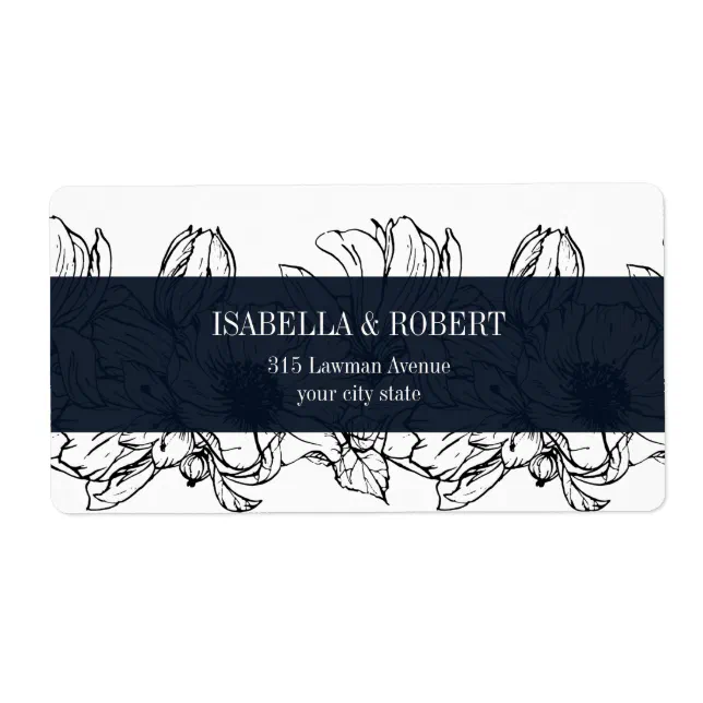 Modern Garden | Blue | Floral wedding Label | Zazzle