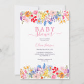 Modern garden wildflowers script baby shower invitation | Zazzle