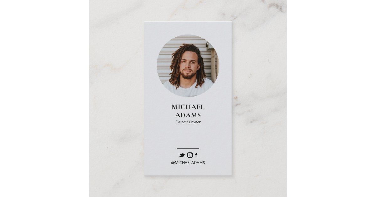 Modern Gary Photo Social Media Business Cards | Zazzle