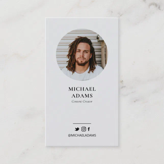 Modern Gary Photo Social Media Business Cards | Zazzle