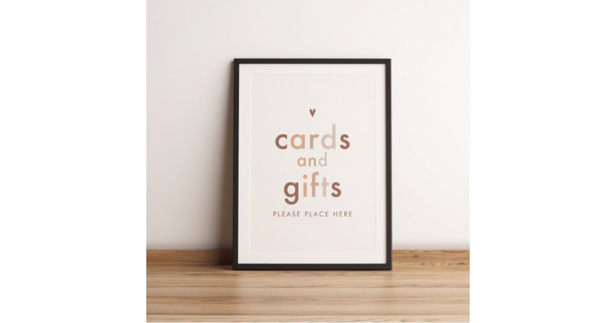 Modern Gender Neutral Cards and Gifts Table Poster | Zazzle